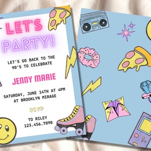 Throwback 90's/00's Party Invitation Customizable - Etsy