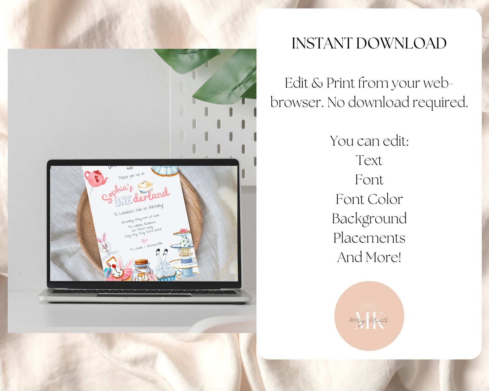 Alice in Onederland Themed 1st Birthday Party Cake Topper Mad Hatter ...