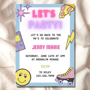 Throwback 90's/00's Party Invitation Customizable - Etsy