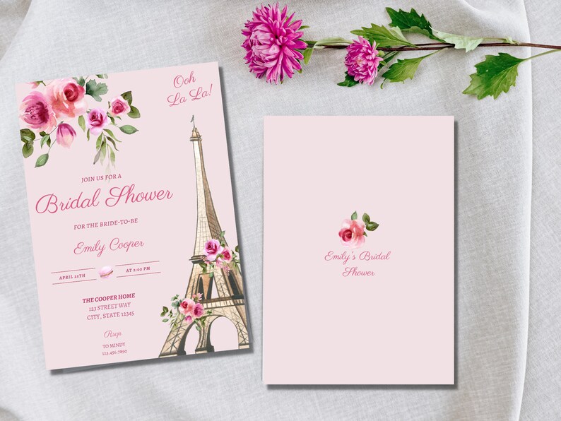 Parisian Bridal Shower Invitation Bundle Invitation, Welcome Sign, Menu ...