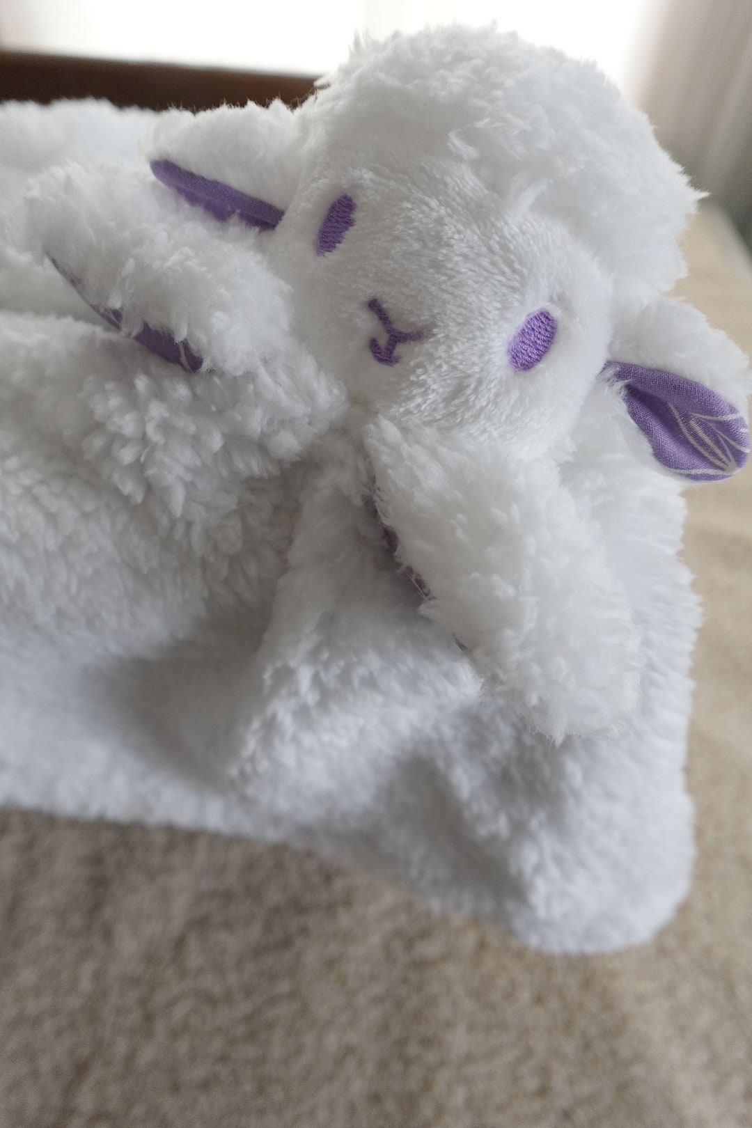 White and Purple Lamb Lovey - Etsy