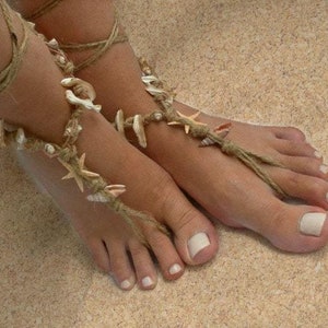 Seashell Barefoot Sandals: Mermaid Anklet, Beach Wedding Boho Shoes - Etsy
