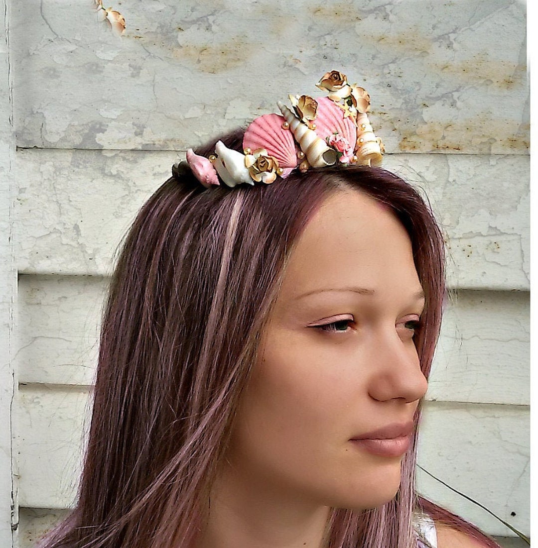 Pink Seashell Crown, Mermaid Headpiece, Nautical Wedding - US Customs ...