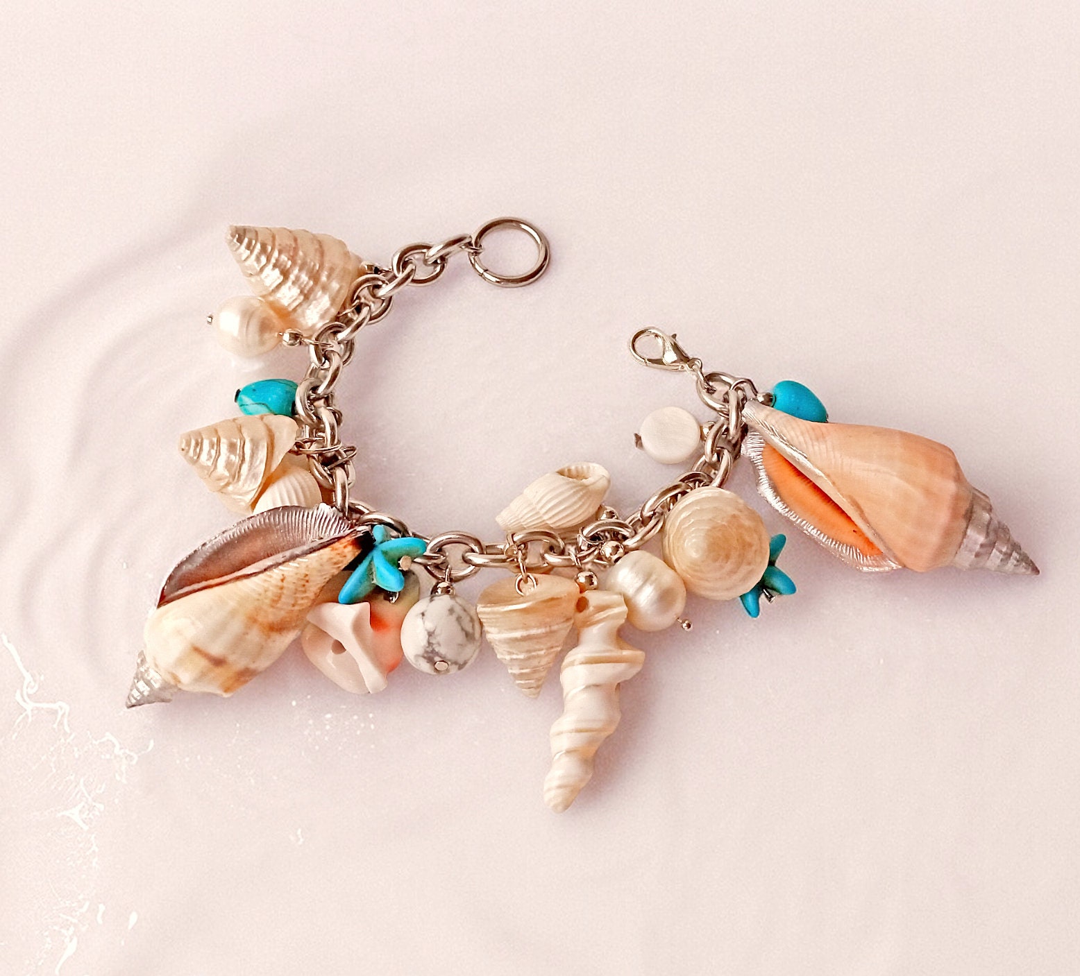 Shells and Clam Bracelet, Natural Seashell Jewelry, Mermaid Boho Bridal ...