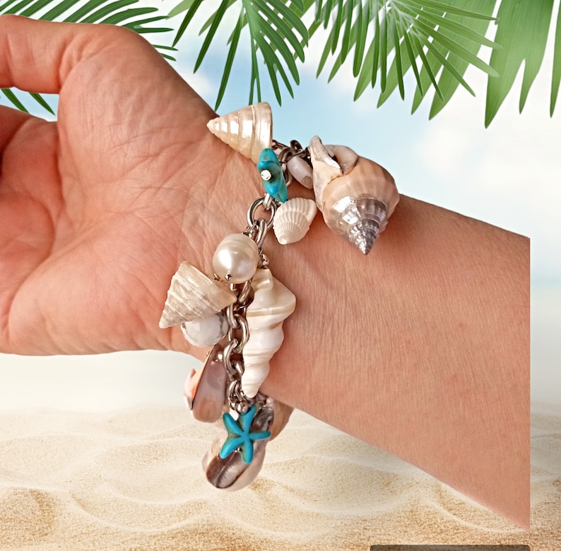 Shells and Clam Bracelet, Natural Seashell Jewelry, Mermaid Boho Bridal ...