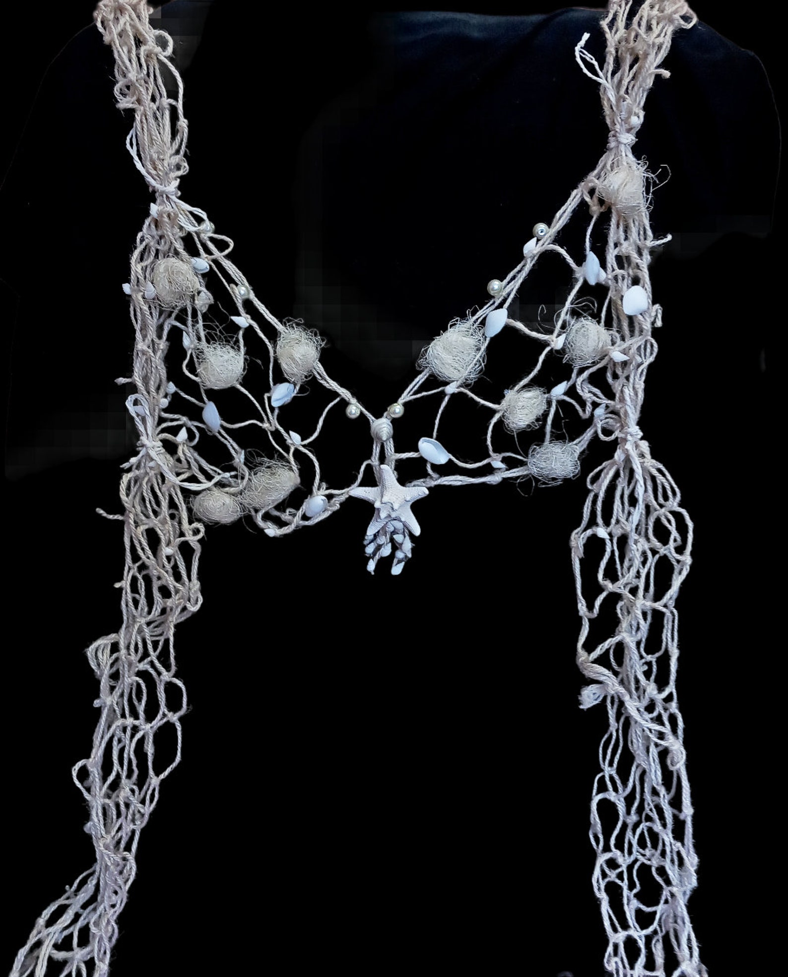 Mermaid White Ivory Net Bra All Sizes - Adjustable - US Customs Fees ...