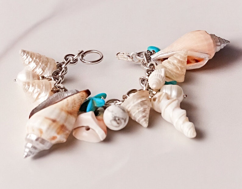 Shells and Clam Bracelet, Natural Seashell Jewelry, Mermaid Boho Bridal ...