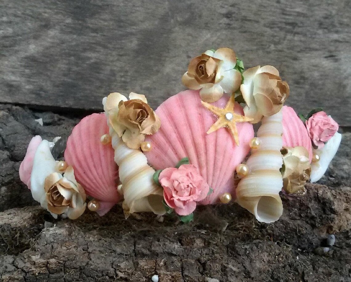 Pink Seashell Crown, Mermaid Headpiece, Nautical Wedding - US Customs ...