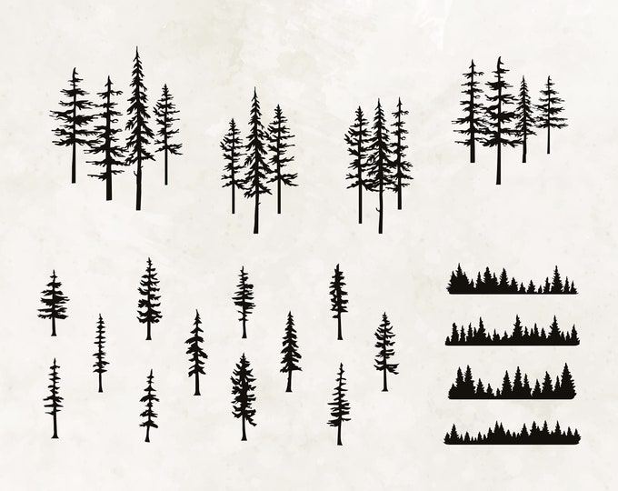 Tree Silhouette Svg,pine Tree Svg,pine Tree Silhouette,evergreen Tree ...