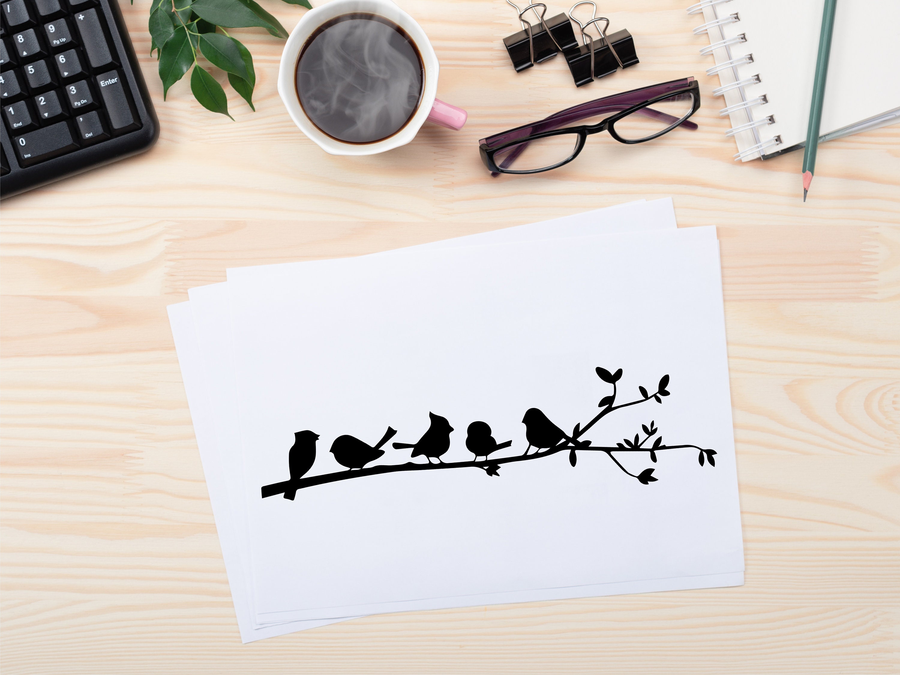 Birds Svg Birds on Branches Svg Bird Silhouette Birds and Branch Flock ...