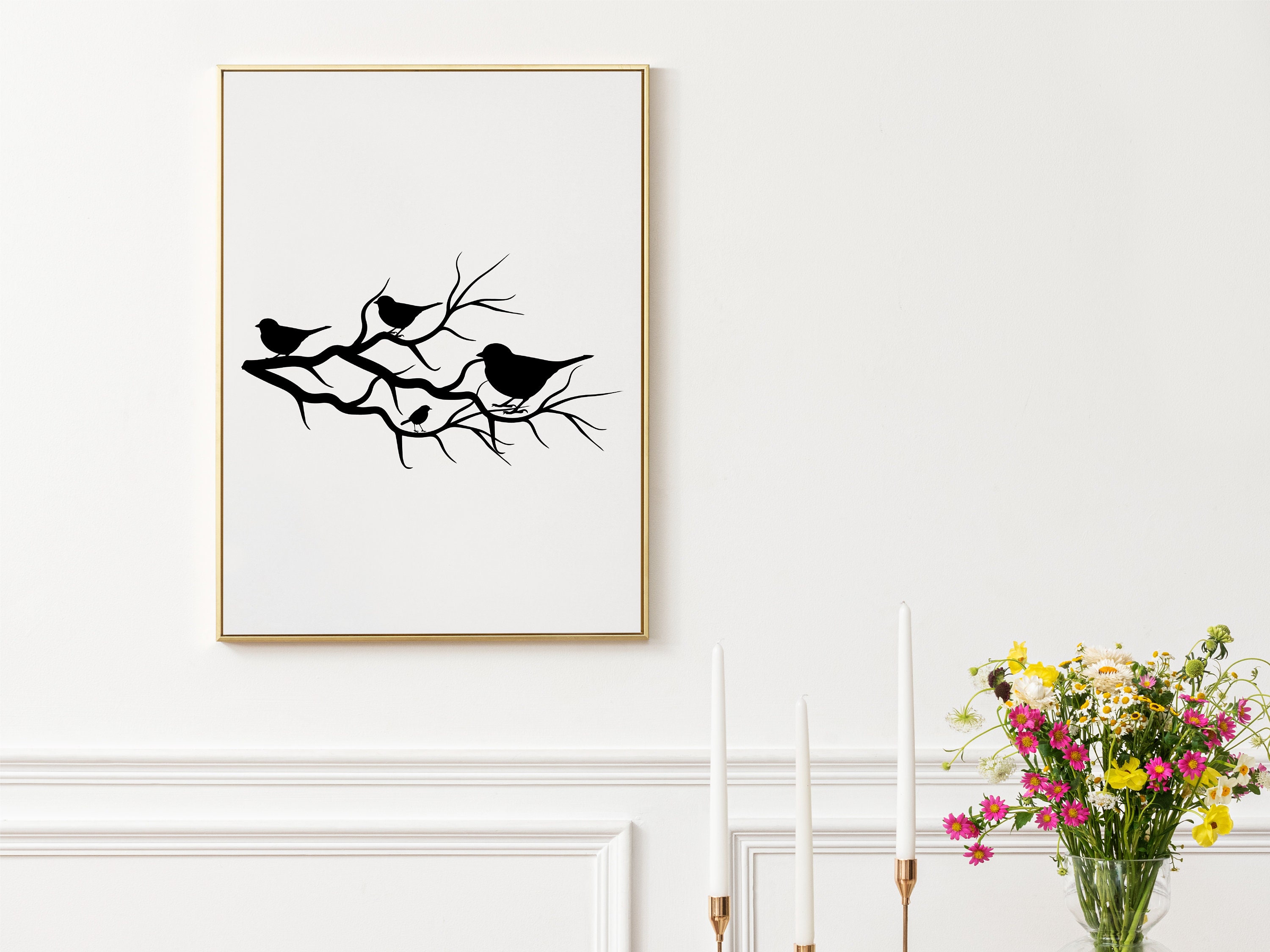 Birds Svg Birds on Branches Svg Bird Silhouette Birds and Branch Flock ...