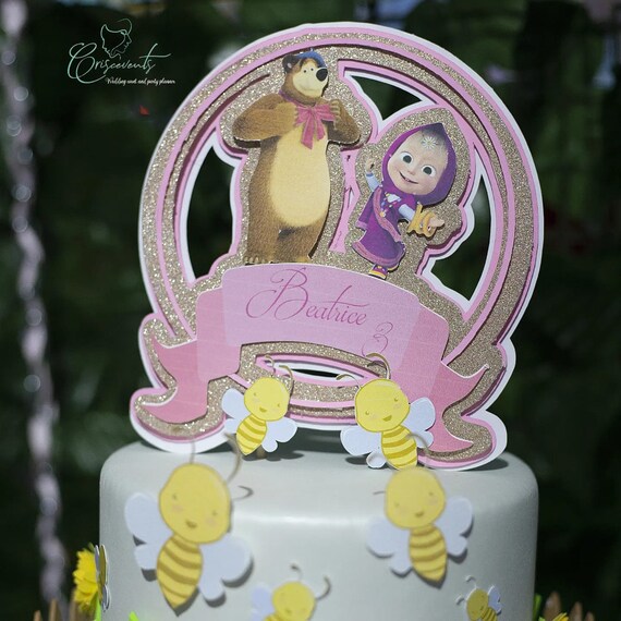 Cake Topper Maha and Bear Customizable With Name - Etsy