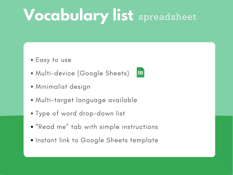 Vocabulary List Spreadsheet Template to Help You to Reach Your Language ...
