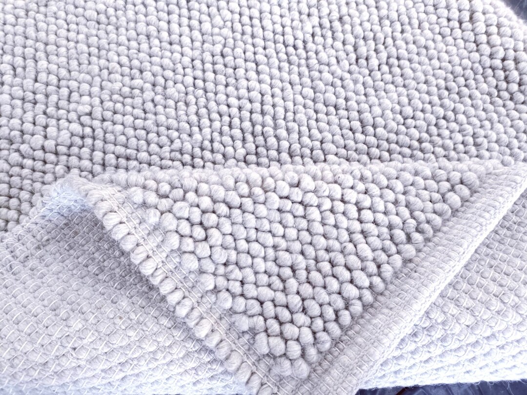 Hand Woven Soft Silver Chunky Loop Wool Area Rug Available Size 35 Ft ...