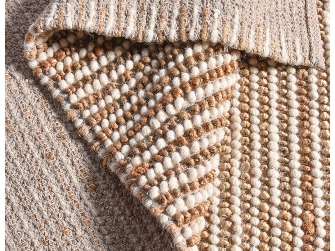 Handwoven Natural Jute Wool Chunky Rug, Jute Wool Bubble Modern Rug, 35 ...