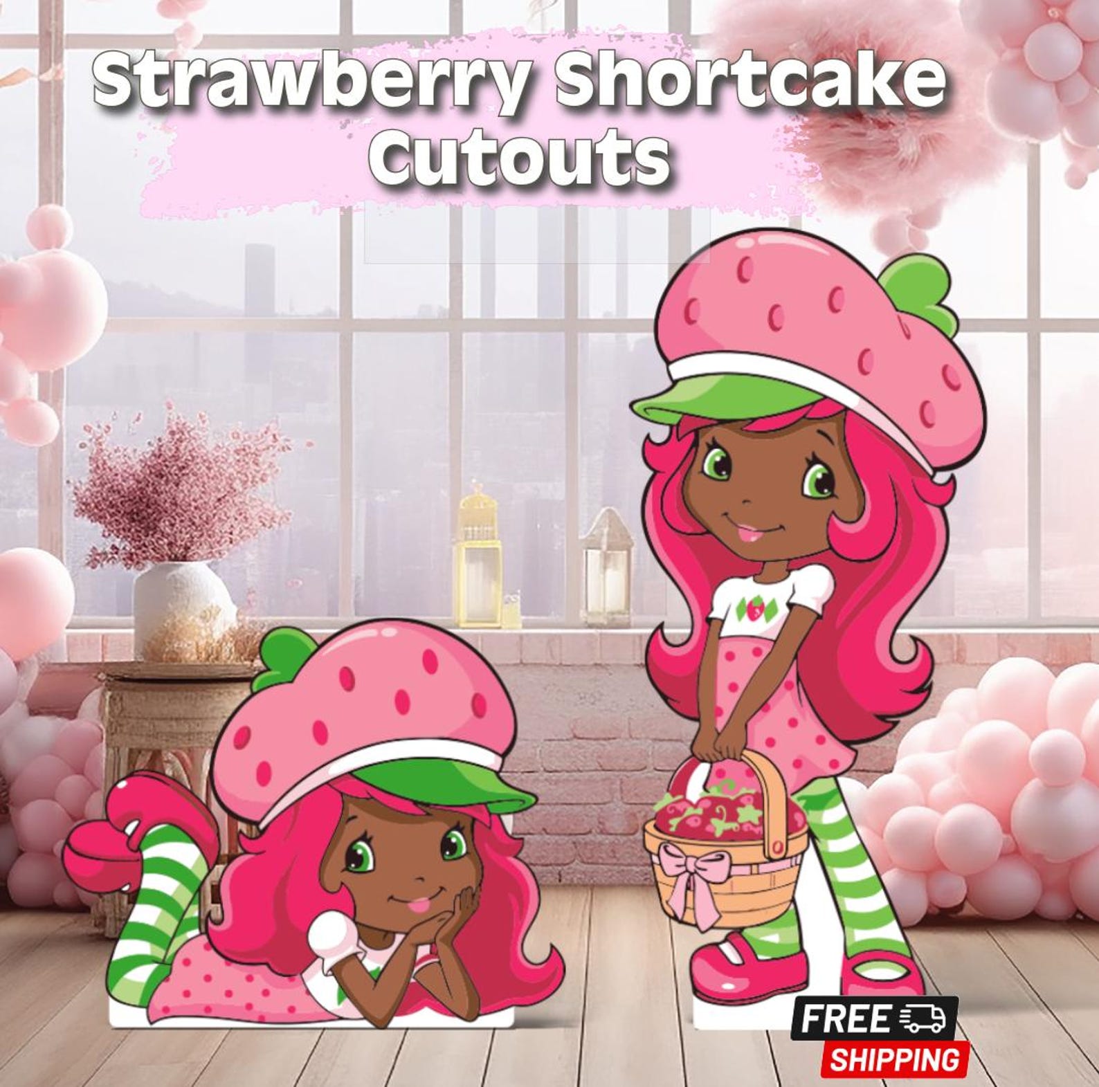 African American Strawberry Shortcake Cutout Birthday Party Decor Kids ...
