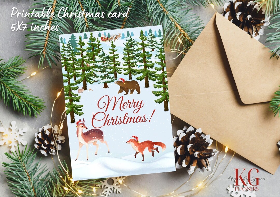 Magic Forest ! Printable Christmas Card! - Etsy