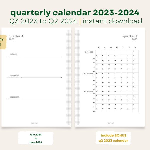 Quarterly Calendar - Etsy