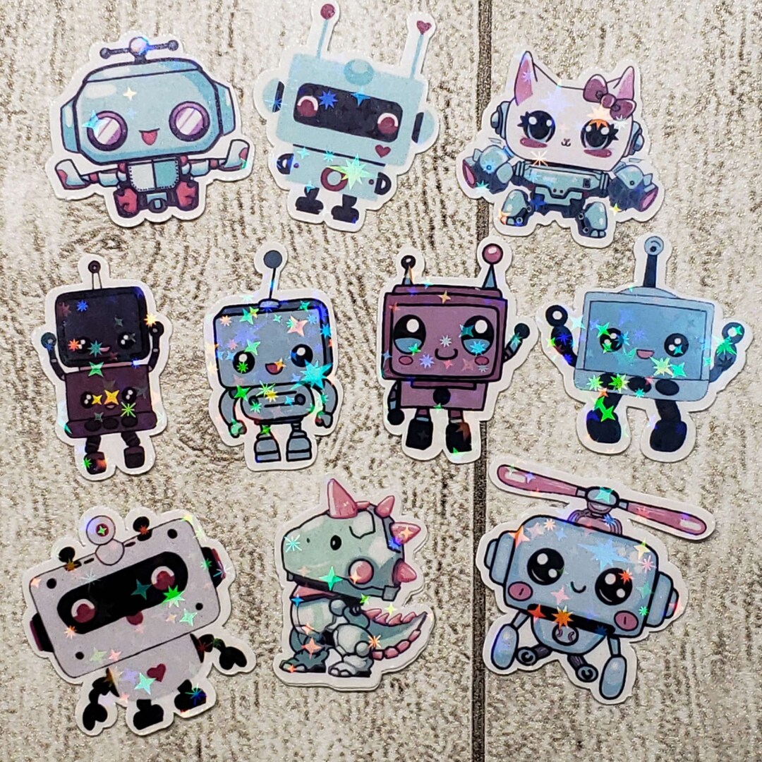 Cute Cartoon Style Robot Sticker Bundle, Gift for Cyberpunk Lovers,cute ...