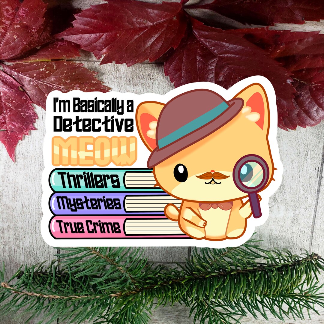 Cartoon Cat Sticker, Book Sticker, Vinyl Sticker,meme Sticker,cute ...