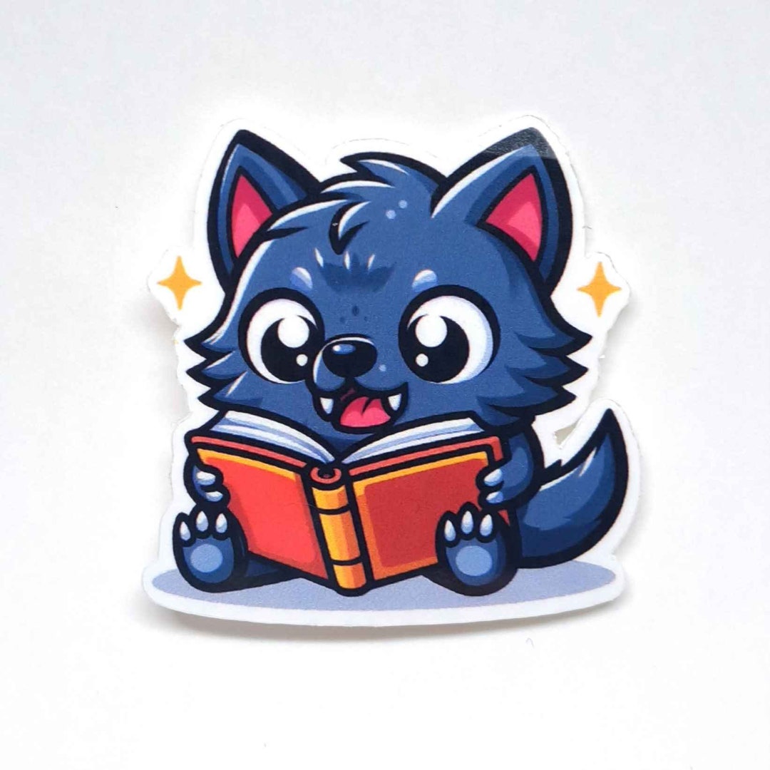 Bookish Werewolf Sticker, Gift for Wolf Lovers, Decorative Kindle ...