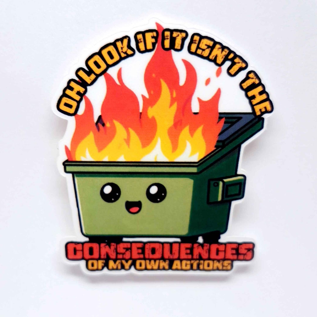 Dumpster Fire Sticker, Consequences of My Own Actions,funny Stickers ...