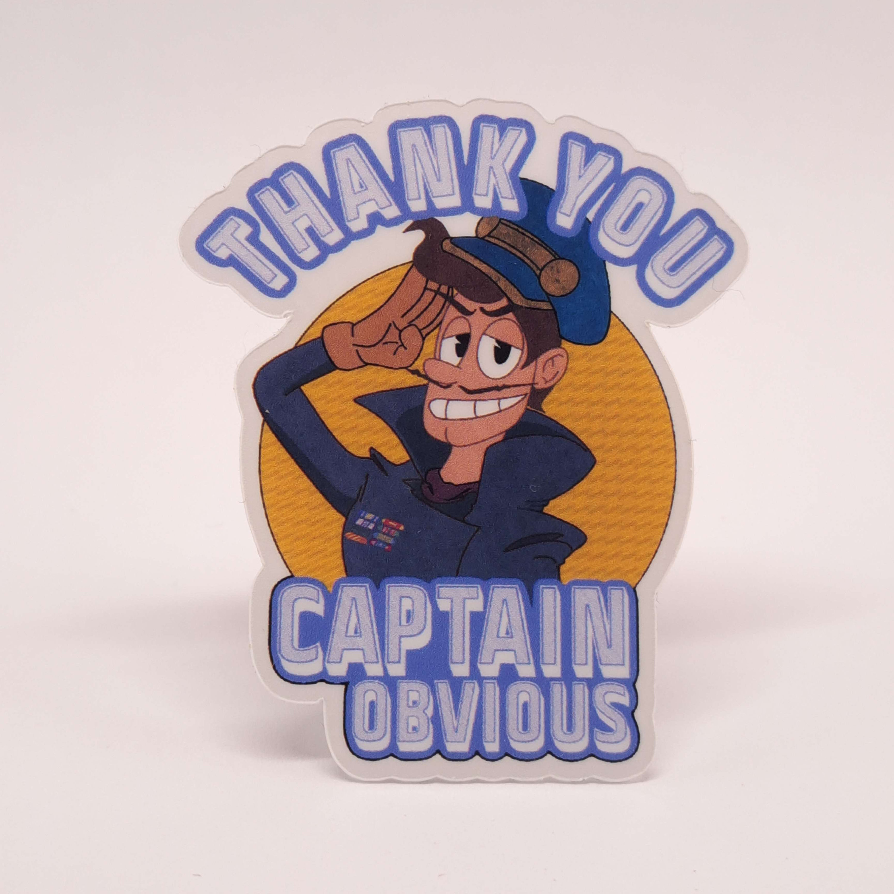 Funny Cartoon Sticker, Thank You Captain Obvious, Hilarious Vinyl Decal ...