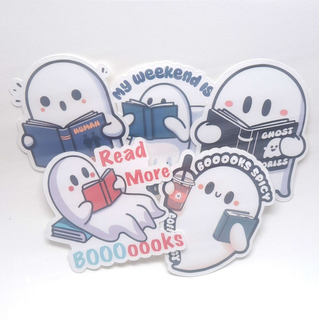Spooky Bookish Ghost Sticker Set, Choose Your Sticker Pack 1-5, Gift ...
