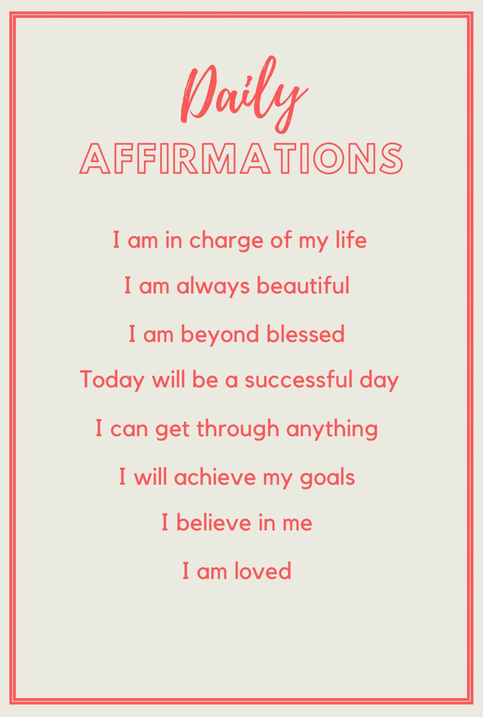 Daily Affirmations Print | Daily Affirmations Wall Art - Etsy