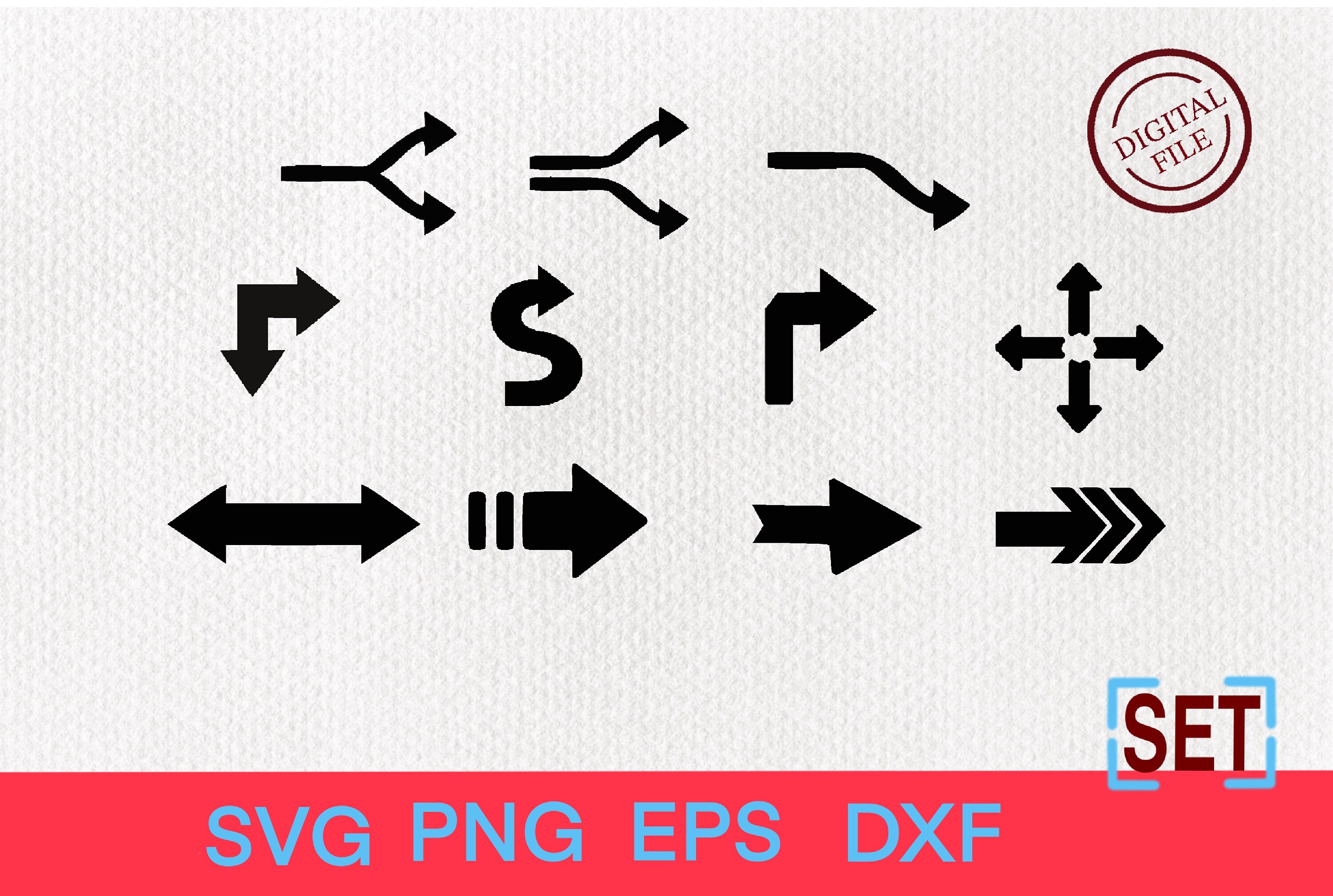 70 Arrow Shapes Cut Files - Road Direction Signs SVG - Arrows SVG ...