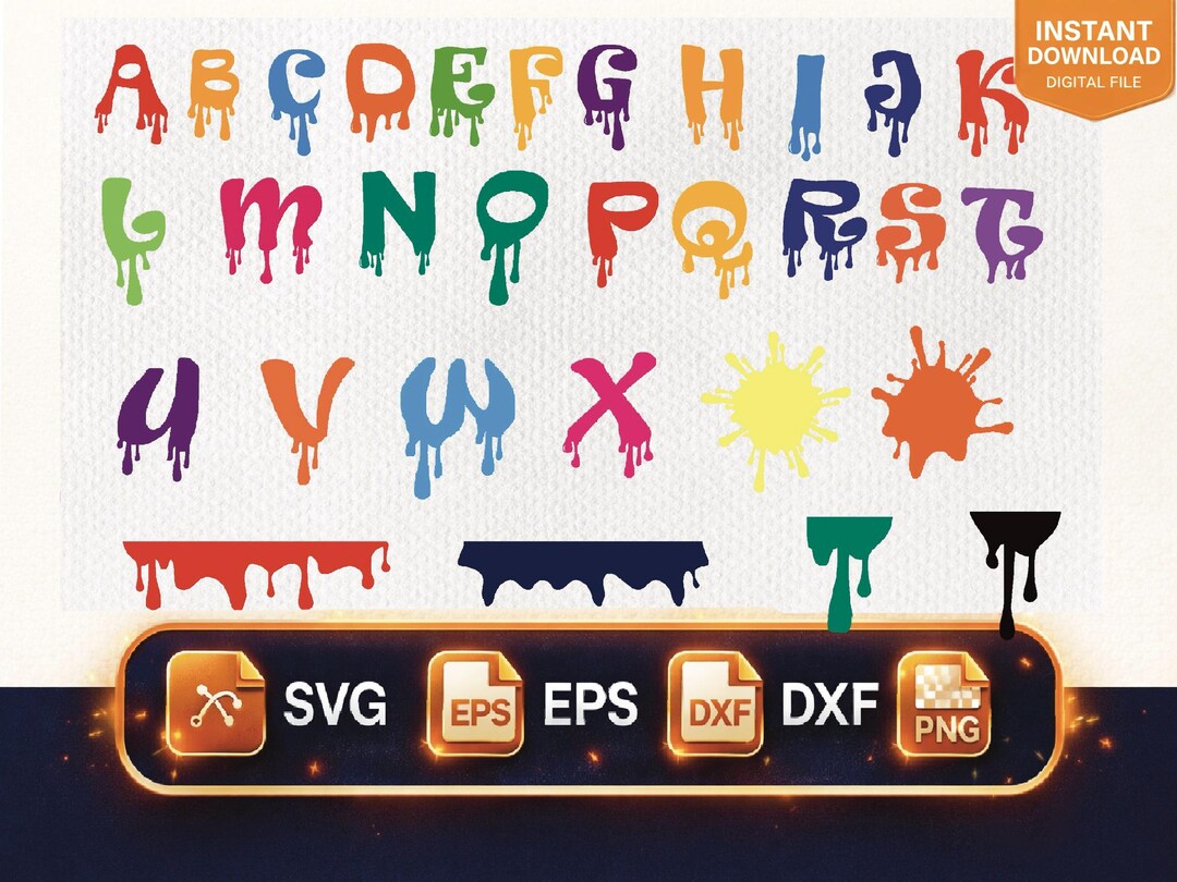 Dripping Alphabet SVG PNG EPS Dxf, Slime Letters Alphabet Set, Colorful ...