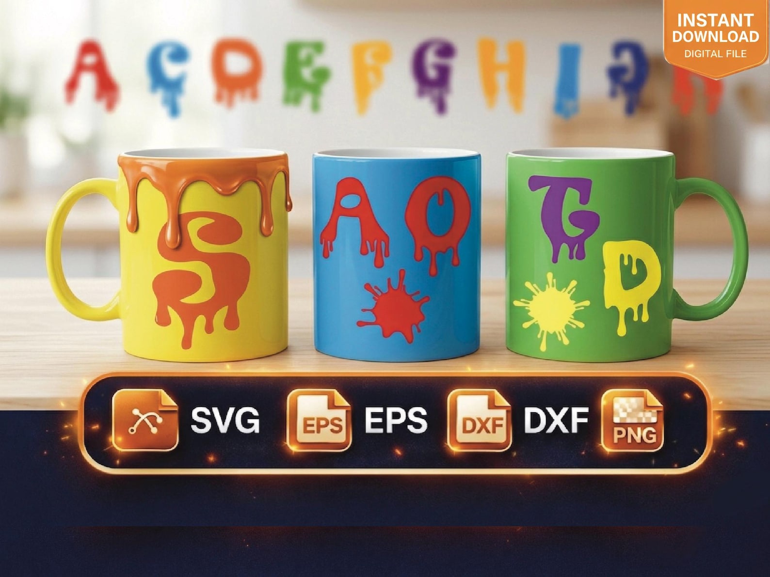 Dripping Alphabet SVG PNG EPS Dxf, Slime Letters Alphabet Set, Colorful ...