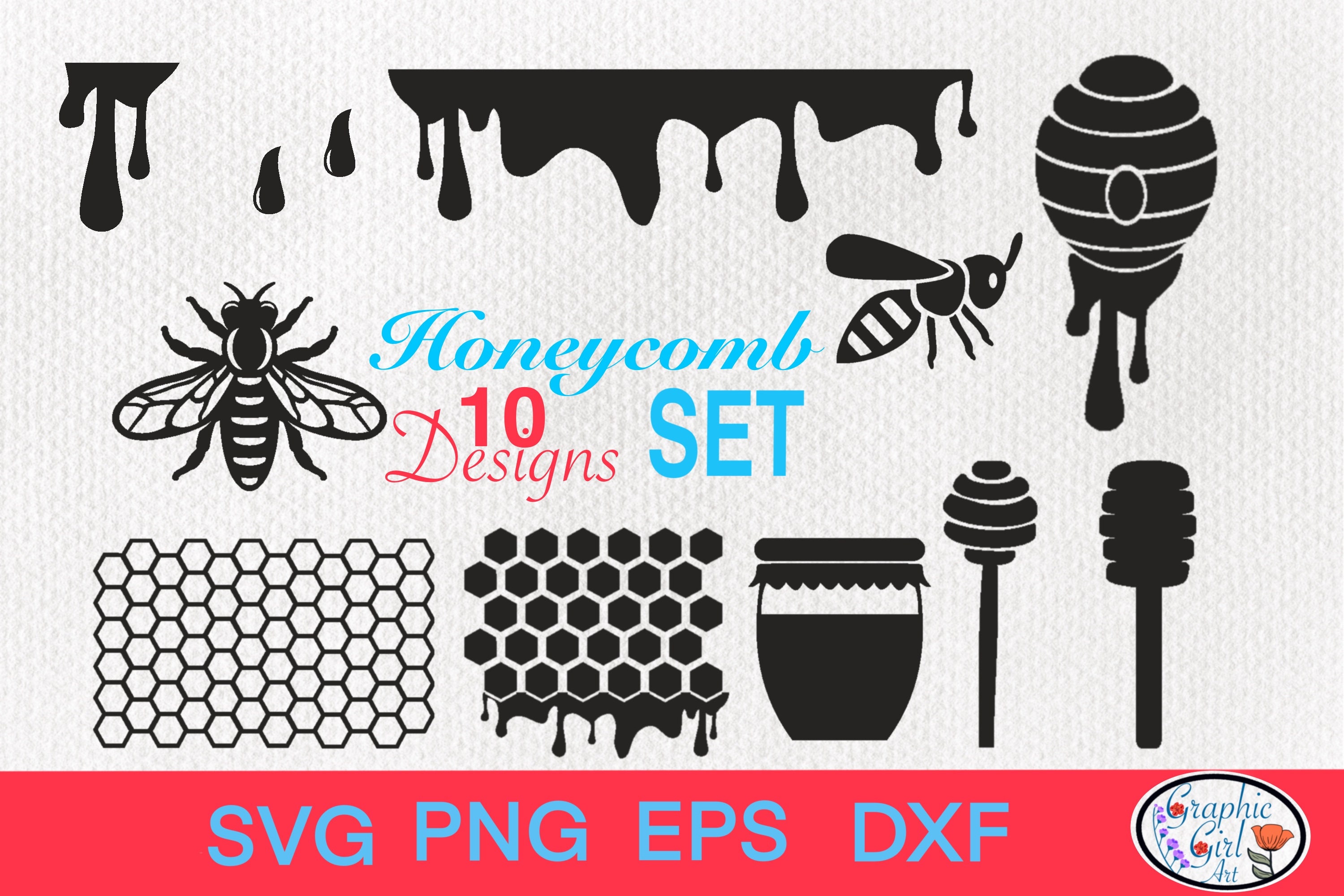 Honeycomb SVG Bundle - Honey Bee Svg - Honey Drips Svg - Dripping Svg ...