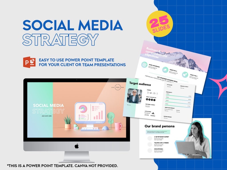 Social Media Strategy Template | Power Point - Etsy