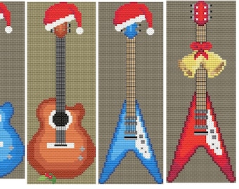 Tiny Christmas Guitars (ornament Sized) - 4 PDF Cross Stitch Patterns ...