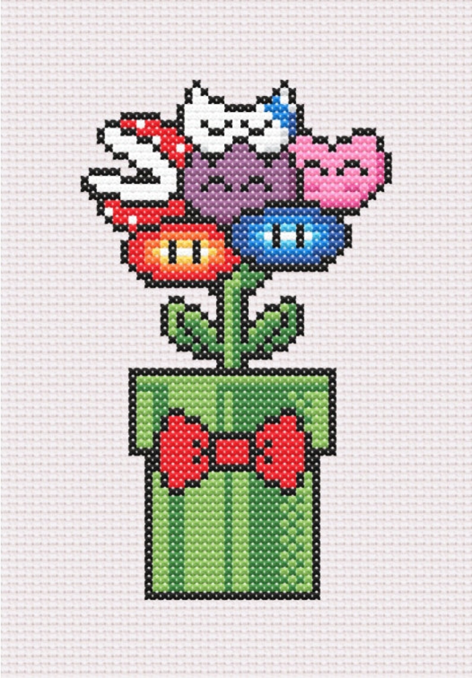 Super Mario - 8-bit Flower Bouquet - PDF Cross Stitch Pattern, DMC - Etsy