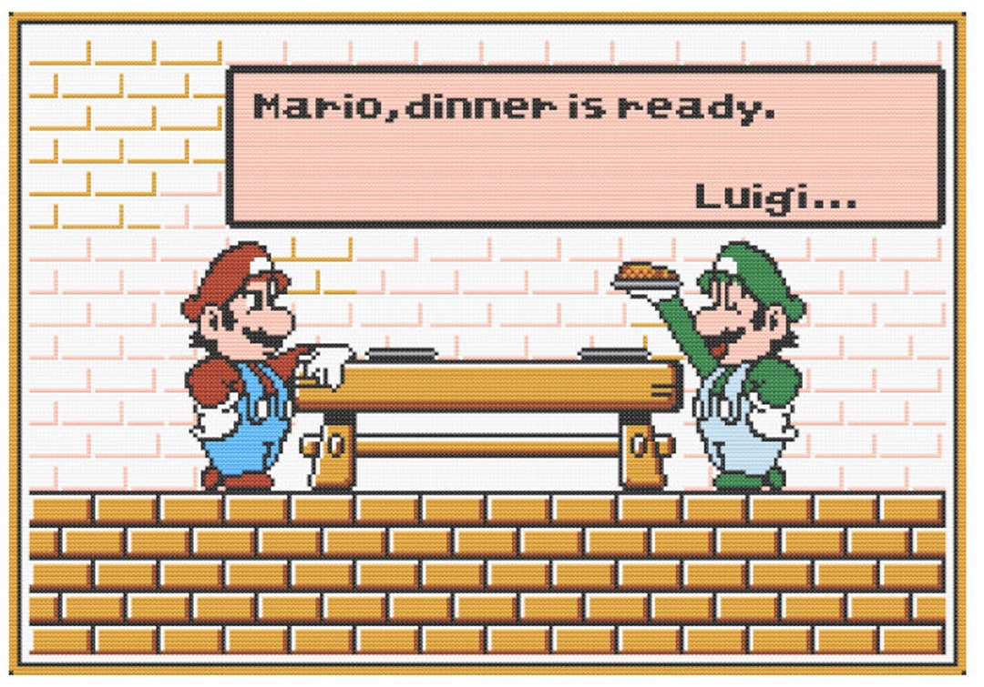 Dinner Time Mario Super Mario Cross Stitch, DMC, PDF Cross Stitch ...