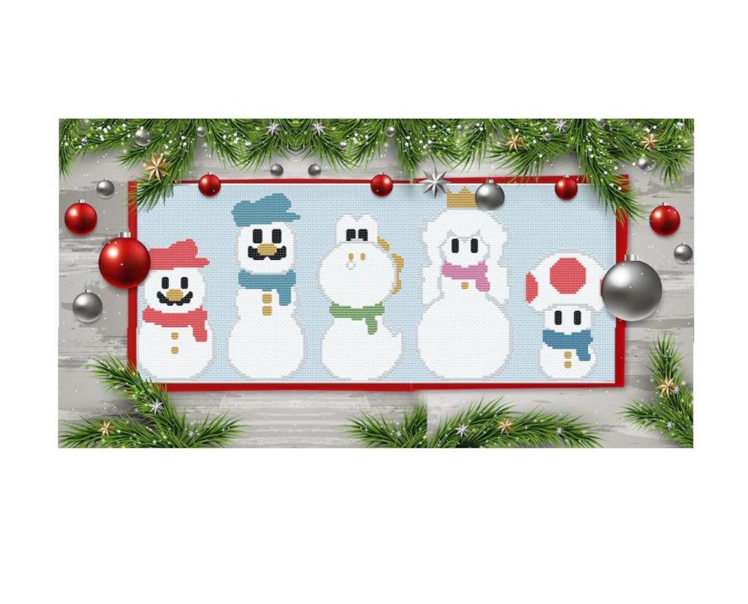 Super Mario Cross Stitch - Mario Snowmen PDF Cross Stitch Pattern, DMC ...