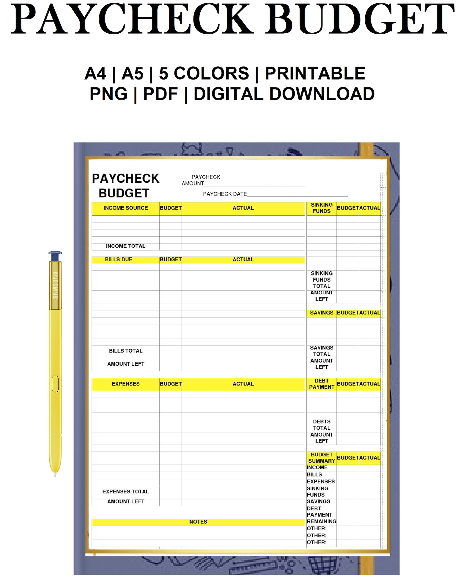 Paycheck Budget Printable | Budget by Paycheck | Paycheck Plan | Weekly ...