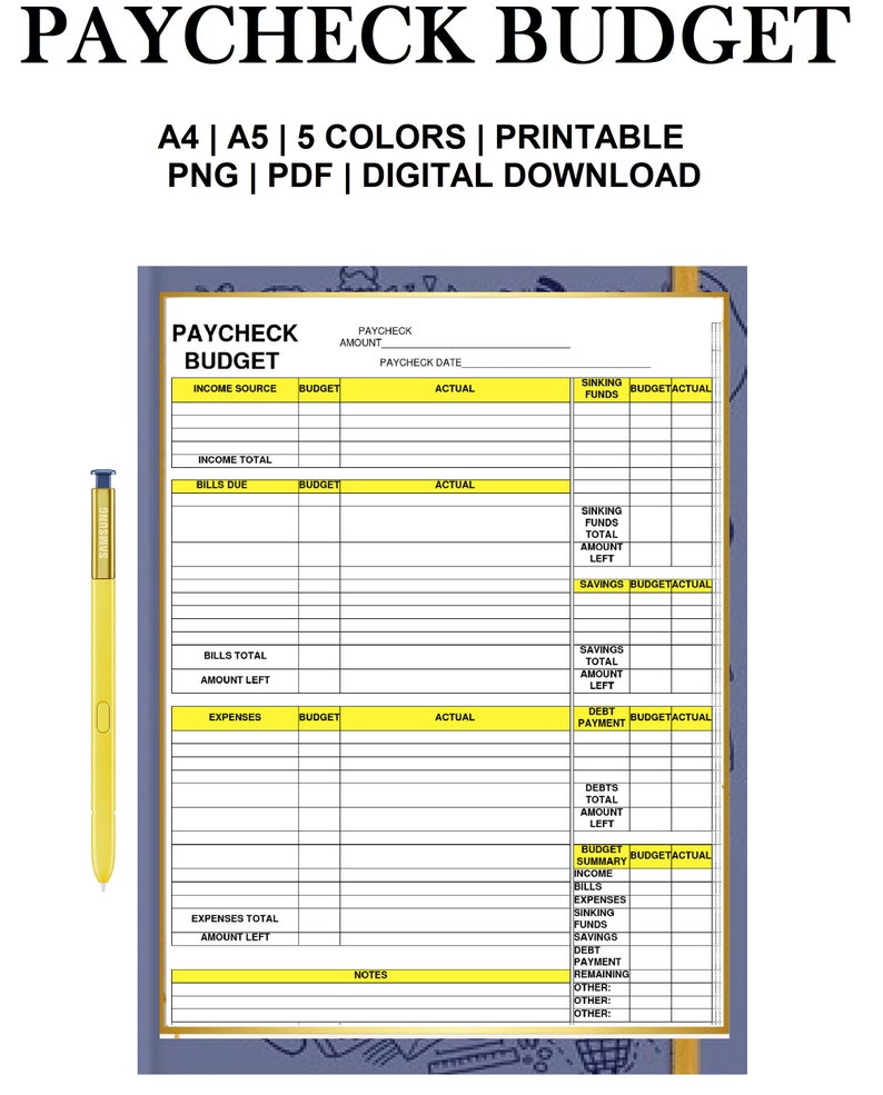 Paycheck Budget Printable | Budget by Paycheck | Paycheck Plan | Weekly ...