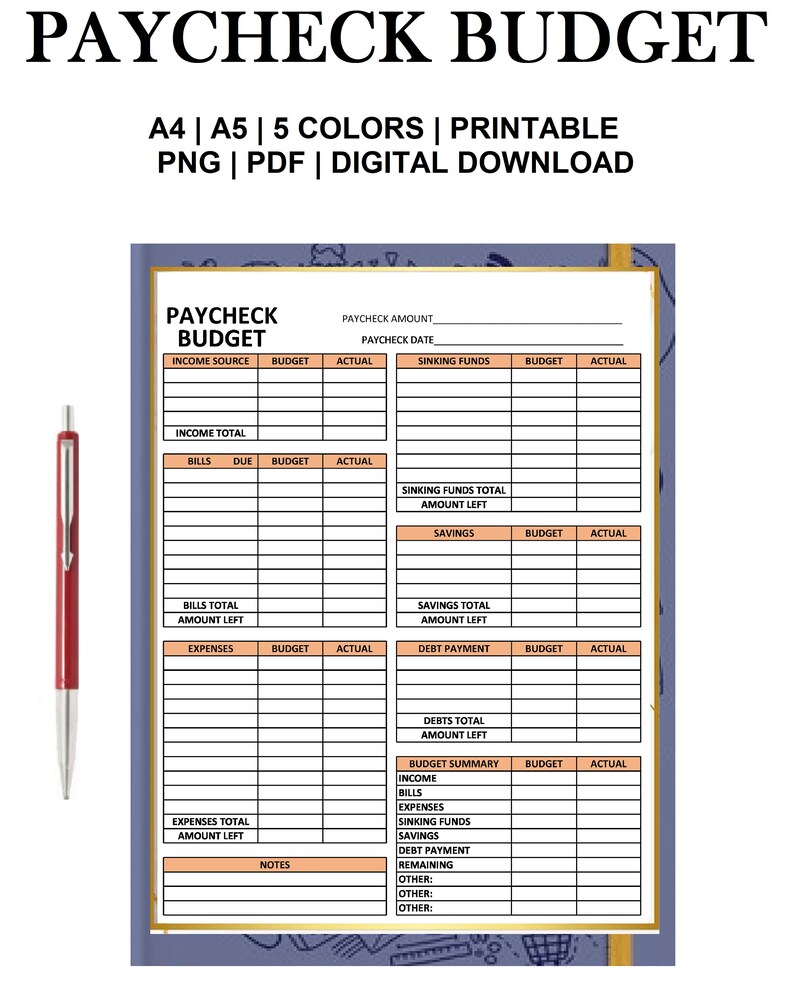 Paycheck Budget Printable | Budget by Paycheck | Paycheck Plan | Weekly ...