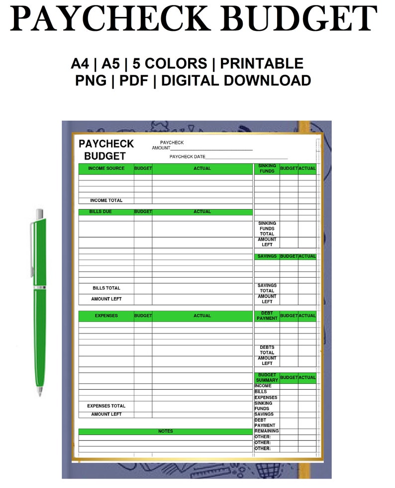 Paycheck Budget Printable | Budget by Paycheck | Paycheck Plan | Weekly ...
