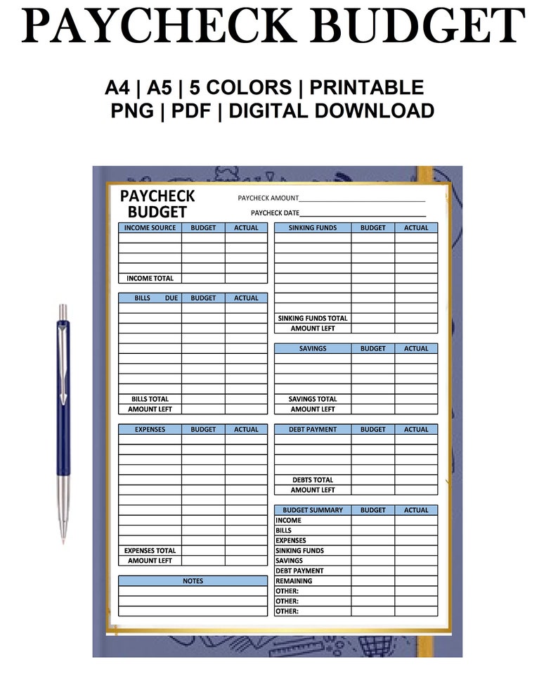 Paycheck Budget Printable | Budget by Paycheck | Paycheck Plan | Weekly ...
