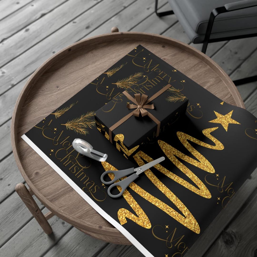 Elegant Black Christmas Wrapping Paper - Etsy