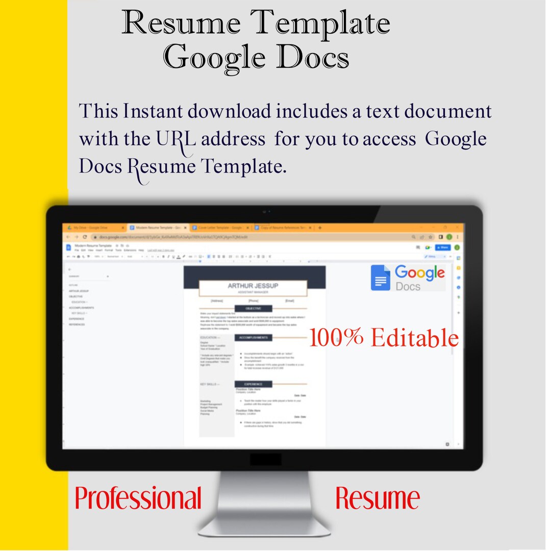 Resume Template Google Docs, an Instant Download, Easy to Edit ...