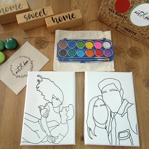 Personalized Couple Minimal Portrait DIY Painting Kit, Couples Date ...
