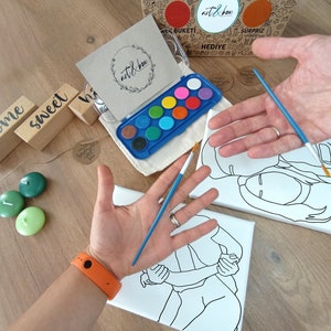 Personalized Couple Minimal Portrait DIY Painting Kit, Couples Date ...