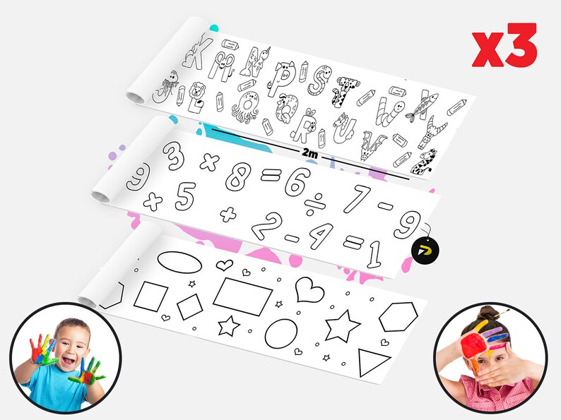Alphabet, Numbers Huge Coloring Poster, Giant Large Colouring Page ...