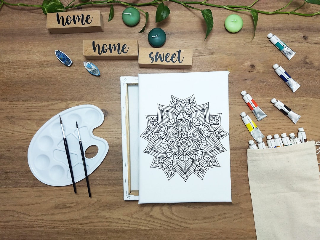 Mandala Canvas DIY Painting Kit, DIY Paint and Sip Canvas Kit, Adult ...