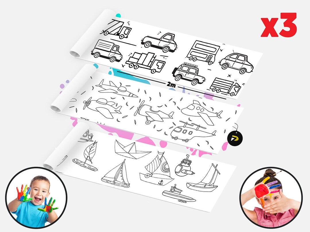 Vehicles Educational Huge Coloring Poster, Giant Large Colouring Page ...